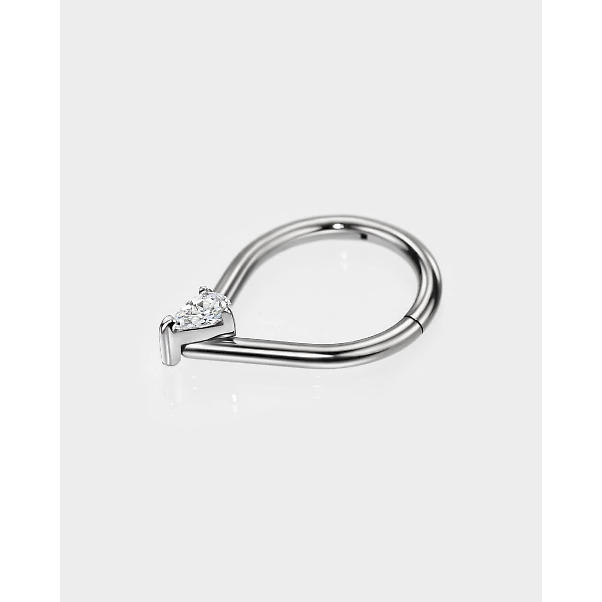 FANSING Titanium Septum Rings for Women 16 Gauge Septum Clicker Clear Cubic Zirconia Septum Piercing Rings 16g Septum Jewelry 8mm Teardrop Septum Ring Hoop