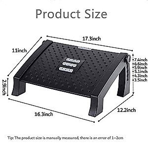 TiKeDa Foot Rest for Under Desk at Work Adjustable,Office Chair Foot Rest with Massage Surface and Roller,Pressure Relief for Comfort,6 Height Adjustable,Ergonomic Tilted Foot Stool for Home,Office