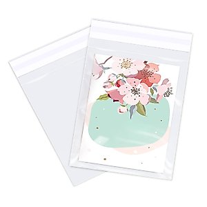 WEPOLY - 5" x 7" (200 Count) Clear Cellophane Bags - Self Sealing Cello Plastic Poly Bags- for A2 A4 A6 Cads & Envelopes, Bakey, Cookies, Candies