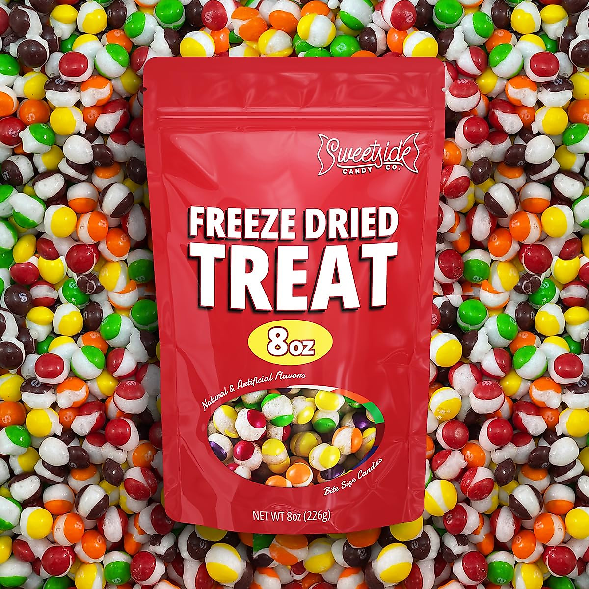 Freeze Dried Candy Skittles - Assorted Original Flavors Snack - Orange, Lemon, Grape, Strawberry and Lime, Perfect for Holidays, Traveling, Camping or as a Sweet Treat Gift, (8oz)