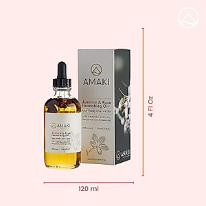 Organic Moisturizer Oil For Face and Skin - Essential Oil Blend for Face, Body, Lips, Nails - Rose Hip, Jojoba, Sweet Almond, Primrose, Argan, Jasmine Oils - Reduces Wrinkles - Massage Oil - by Amaki