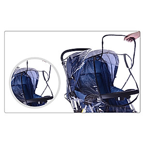 Clear Stroller Rain Cover Travel Weather Shield Breathable Windproof Waterproof Baby Pram Stroller Rain Cover Canopy Protect from Rain Wind Sun Dust Snow Universal Baby Stroller Accessories