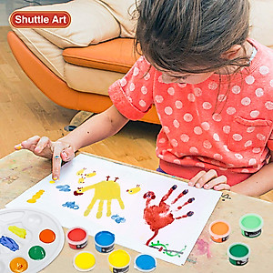 Shuttle Art Washable Finger Paint, 44 Pack Kids Paint Set with 36 Colors Toddler Paints(30ml, 1oz) for Toddlers, Paint Brushes, Finger Paint Paper Pad, Palette, Non Toxic Paint for Kids Art & Craft