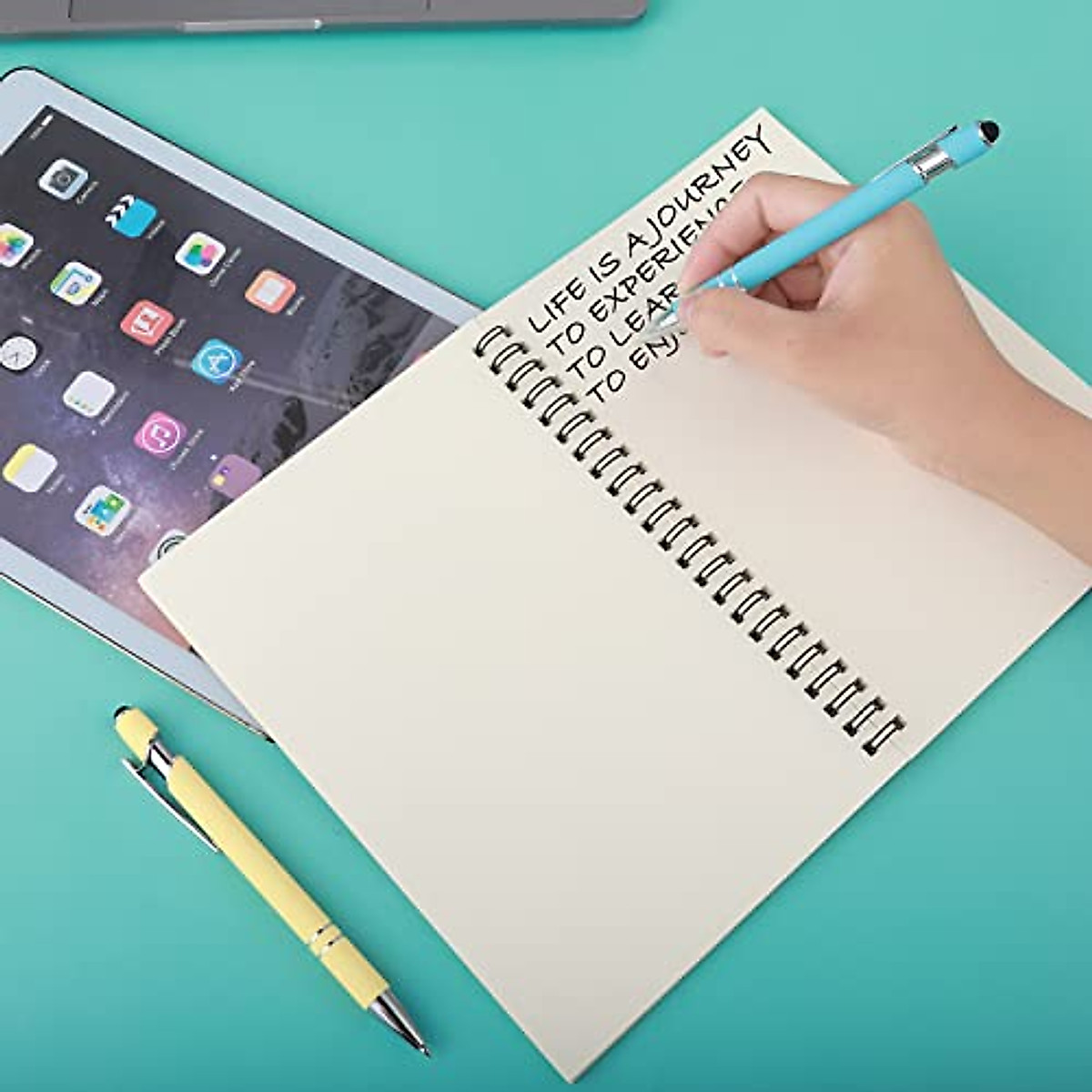 TIESOME5 Pieces Ballpoint Pen with Stylus Tip, Retractable 2 in 1 Stylus Pens Stylish Pen with 10 Refills, Metal Stylus Pen for Touch Screens, 1.0 mm Black Ink Ball Point Pens (Multicolor)