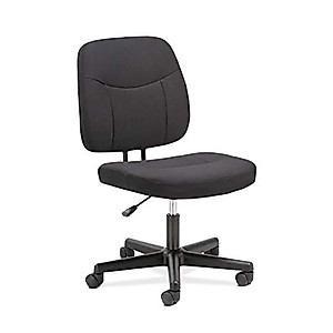HON Sadie Home Office Desk Chair No Arms, Swivel Desk Chair With Wheels, Task Computer Chair for Office Desk, Black