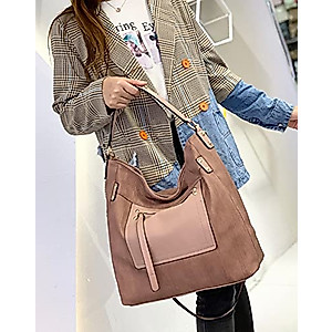 Hobo Bags for Women Leather Embossed Pink Large Crossbody Bag Womens Casual Hobo Purses and Handbags Tote Shoulder Bags
