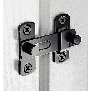3 Pack Small Stainless Steel Door Lock Flip Lock Safety Door Bolt Lock, Door Holder Latch (Black)