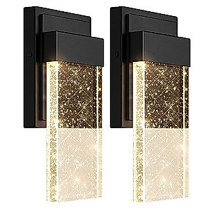 BesLowe Outdoor Wall Light Fixtures with Crystal Bubble Glass, Waterproof Exterior Sconces LED Wall Lanterns, Porch Lights Wall Mounted 10W 3000K Outside Lights for House Front Door Garage Entryway