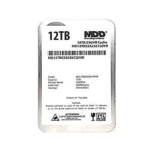 MDD 12TB 7200 RPM 256MB Cache SATA 6.0Gb/s 3.5inch Internal Hard Drive for Surveillance Storage (MD12TGSA25672DVR) - 3 Years Warranty