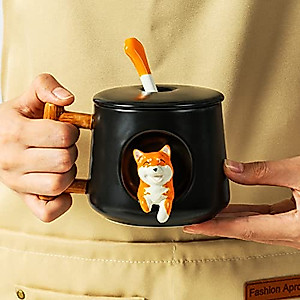 OverTwice Dog Lovers Gifts for Women, Shiba inu Cute Coffee Mug Set, Coffee Mug with Lid and Handle, his and hers gifts, Creative Birthday Gift,Engagement gift, Wedding Gift, Couple gifts 15oz …