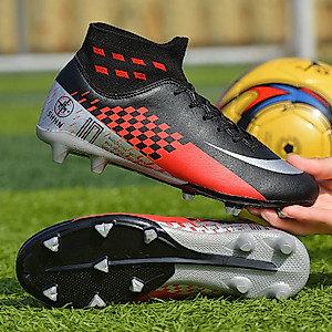 Qzzsmy Men Cleats Soccer Unisex's Ag Cleats Outdoor Training Ag CD1808-M1-40