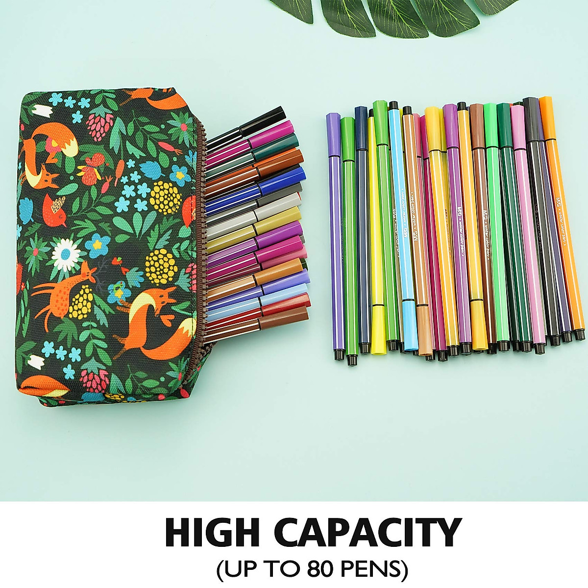 LParkin Woodland Animals Fox Canvas Pencil Case Fabric Zipper Pouch Gift For Friends Red Fox Zipper Pouch Gadget Bag Make Up Case Cosmetic Bag Stationary Kawaii Box