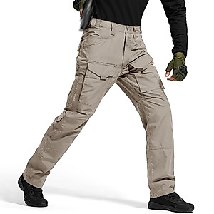 FREE SOLDIER Men's Cargo Pants,Tactical Pants for Men Stretch,Durable Ripstop EDC Work Pants for Hiking (Khaki 34Wx32L)