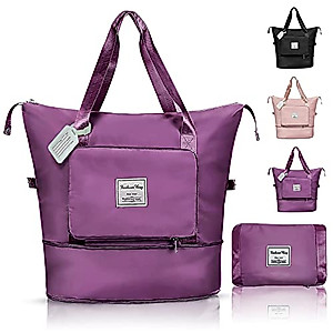 Large Capacity Folding Travel Bag, Travel Duffel Bag with Luggage Tag, Waterproof Lightweight Gym Bag with Wet and Dry Separation Bag, for Travel, Sports, Gym