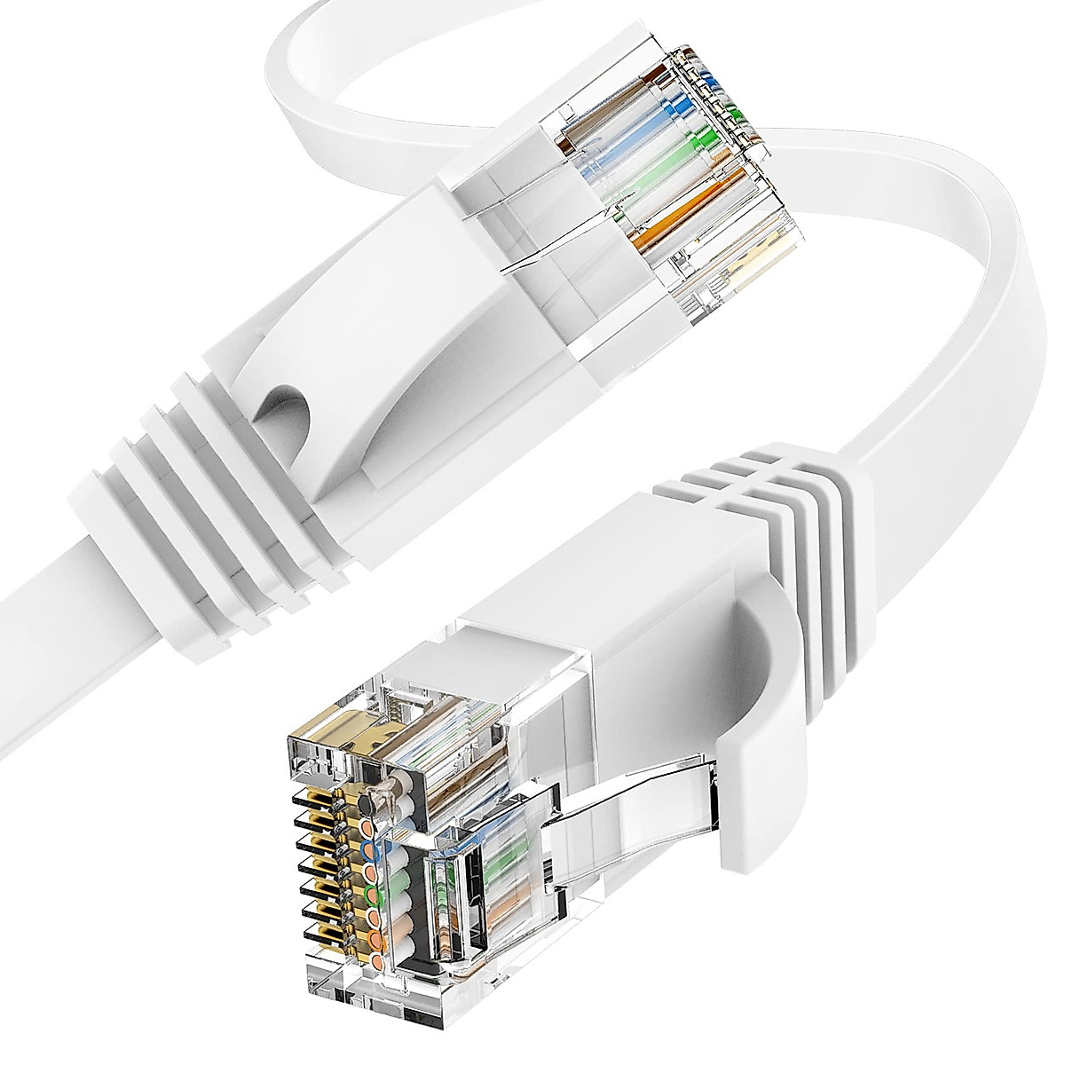 Siricook Cat 6 Ethernet Cable High Speed 125 ft, Flat Internet Network Patch Cord Support 1Gbps 250 Mhz, Rj45 Connectors for Router, Modem, Faster Than Cat5e Cat5 White 125FT