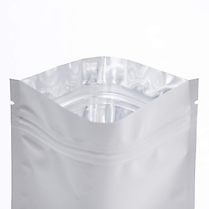 QQ Studio 100pcs Double-Sided Matte Foil Flat Packaging Zipper Seal Bags (4" x 6", Matte White)