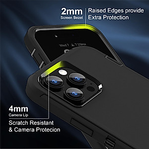 Sansunto for iPhone 13 Pro Max Case and 12 Pro Max Case, Full Body Protection Heavy Duty Shockproof Military Grade 3 in 1 Silicone Rubber with Hard PC Rugged Durable Phone Cover 6.7 Inch (Black)