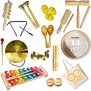 Toddler Educational & Musical Percussion for Kids & Children Instruments Set 14 Pcs, Wooden Percussion Instruments Toys, Baby Rhythm Music Education Toys Set for Preschool Educational Early Learning
