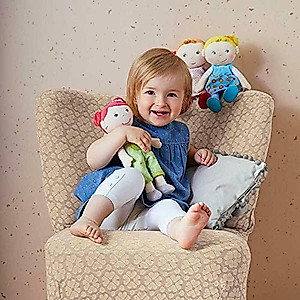 HABA Snug Up Edda - 10" Soft Doll with Fuzzy Blonde Hair, Embroidered Face and Removable Blue Dress (Machine Washable) for Ages 18 Months +