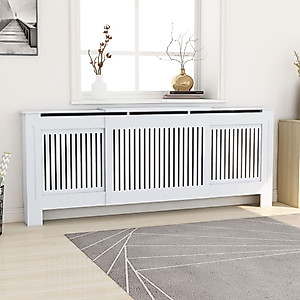 vidaXL Radiator Cover, Radiator Guard for Home Office, Heater Cover for Living Room Decorative, Heating Cabinet Protective Cover, White MDF