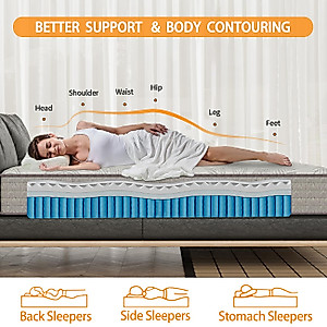 California King Mattress 12 Inch, Gel Memory Foam Mattress, Hybrid Mattress in a Box with Pocket Spring, Comfortable Medium Firm Mattress, Motion Isolation, Pressure Relief, CertiPUR-US Certified