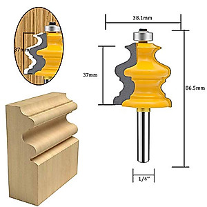 TAIWAIN 1/4 Inch Shank Router Bits, Architectural Cabinet Woodwork Milling Trimming Groving Cutter, Wood Miter Carbide CNC Cutting Tool for Doors&Tables Shelves DIY Woodwork(F-Line)
