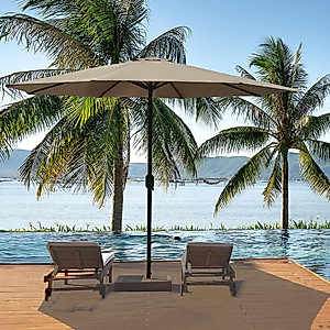 ontheway 11FT Patio Umbrella with 8 Ribs and Rust-Resistant Frame and Crank, UV Protection Outdoor Table Umbrella