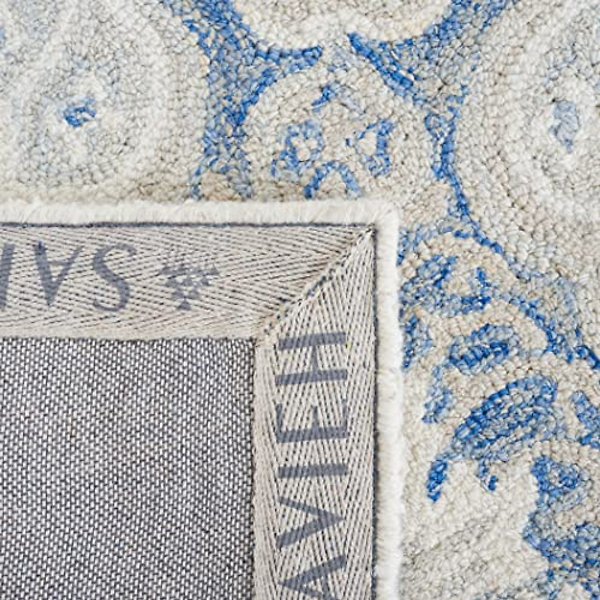 SAFAVIEH Micro-Loop Collection 5' x 8' Blue/Ivory MLP539M Handmade Premium Wool Area Rug