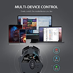 INPHIC Multi-Device Bluetooth Mouse Wireless, Rechargeable, USB Receiver, 6 Buttons, Ergonomic for Laptop, Computer, Mac, PC etc.