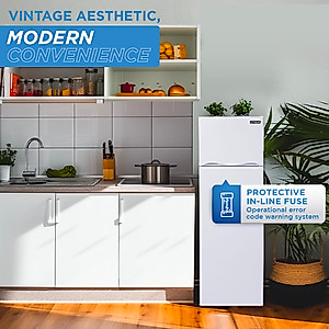 Unique Appliances UGP-260L W Solar Powered DC Refrigerator with Top Freezer Fridge for Bedroom, Campsite, and Off-Grid Locations, 9 cu./ft, White