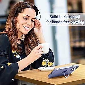 Hython Case for iPhone 12 Case & iPhone 12 Pro Case with Ring Stand, 360° Rotatable Ring Holder Magnetic Kickstand, Shockproof Rubber Protective Phone Case Cover Inner Microfiber Lining, Light Purple