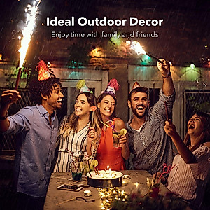 HBN Smart Color-Changing Outdoor String Lights - 48ft, LED, 24 Bulbs, 2.4 Ghz WiFi Needed-Compatible with Alexa, Google Assistant, iOS and Android (Tuya Smart App Needed) No Smart Hub Required