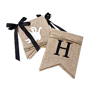 Mandala Crafts Happy Halloween Banner - Halloween Garland Decorations for Party Indoor Outdoor Office Mantle Fireplace Classroom by Happy Halloween Burlap Banner