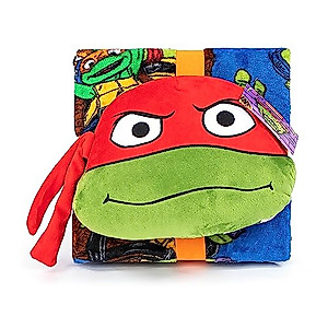 Nickelodeon Teenage Mutant Ninja Turtles Mutant Mayhem Raphael Nogginz Set - 40 x 50 Inch Blanket & Plush Pillow Set, Kids Super Soft 2 Piece Set