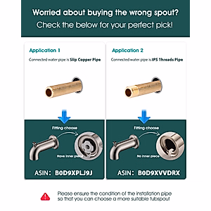 LOCALAND Slip-On Extra Long Tub Spout with Diverter, 1/2 Inch Slip Fit Connection,Brushed Nickel