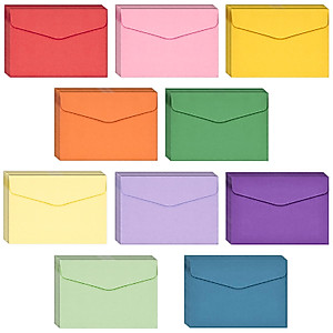 HANSGO 100PCS Gift Card Envelopes, 10 Assorted Colors Mini Envelopes with Gummed Closure Business Card Envelopes Tiny Pocket Envelopes for Small Note Cards, 4 x 2.7 Inches