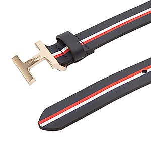 Tommy Hilfiger Women's Striped Ribbon Womens Belt Accessory, -Navy, Large