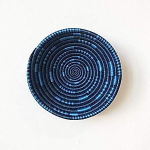 Small African Basket: Ramba/Rwanda Basket/Woven Bowl/Sisal & Sweetgrass Basket/Blues