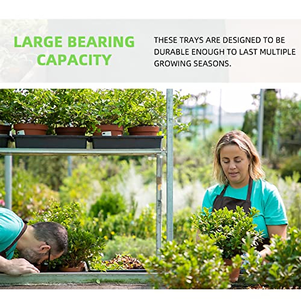 YTKD (10 Pack) 1020 Plant Growing Trays Extra Strength Durable Black Plastic Growing Trays for Seeds Seedlings Cloning Indoor Gardening, Sprouts and Microgreen(Without Drain Holes)