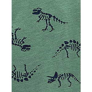 Simple Joys by Carter's Boys' 3-Pack Long Sleeve Shirts, Dark Grey Stripe/Grey Dots/Spruce Green Dinosaur, 2T