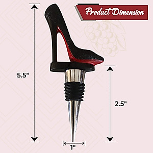 Trovety High Heel Wine Stopper Custom - Cute Black Shoe Elegant High Heels Cork for Women, Bachelorette Party Decor - Decorative Stainless Steel Beverage Topper - Reusable Champagne Bottle Plugs