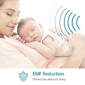 Moonybaby 5" HD A.N.R. (Auto Noise Reduce) Baby Monitor with Camera and Audio, Model: QuadView 30, No WiFi, 20 Days Battery Life in ECO Mode, Long Range, 2-Way Audio, Lullaby, Room Temperature Display