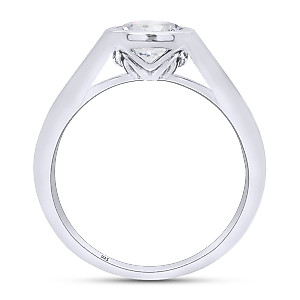 SAVEARTH DIAMONDS 3/4 Carat Lab Created Moissanite Diamond Solitaire Bezel Set Engagement Wedding Ring In 14K White Gold Over Sterling Silver Jewelry For Women (G-H Color, 0.75 Cttw) Size : 7
