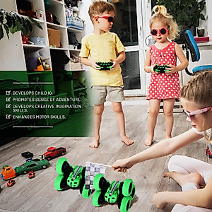 SHERPALACE 6 Wheeler LED Remote Control Car for Kids-OFF ROAD Stunt RC Car with 360 Flips-All Terrain Tires-Fast RC Drift Car-Crawler Tires & 2 Batteries- Holiday Gift Race Toy, 55+ Mins Play Time