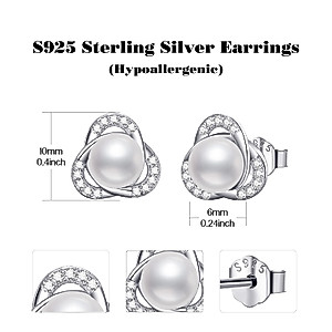 Pearl Stud Earrings for Women Sterling Silver Pearl Studs Pearl Earrings Studs Pearl Stud Earrings Jewelry Gift for Women
