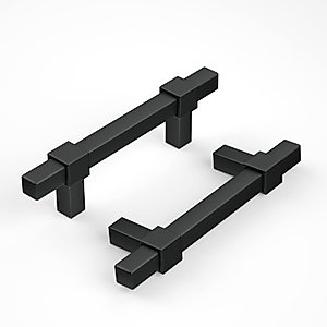 goldenwarm 10 Pack Cabinet Handles Matte Black Cabinet Pulls 3 Inch Hole Center Drawer Pulls Modern Bar Dresser Handles for Bathroom Kitchen Bedroom, Zinc Alloy