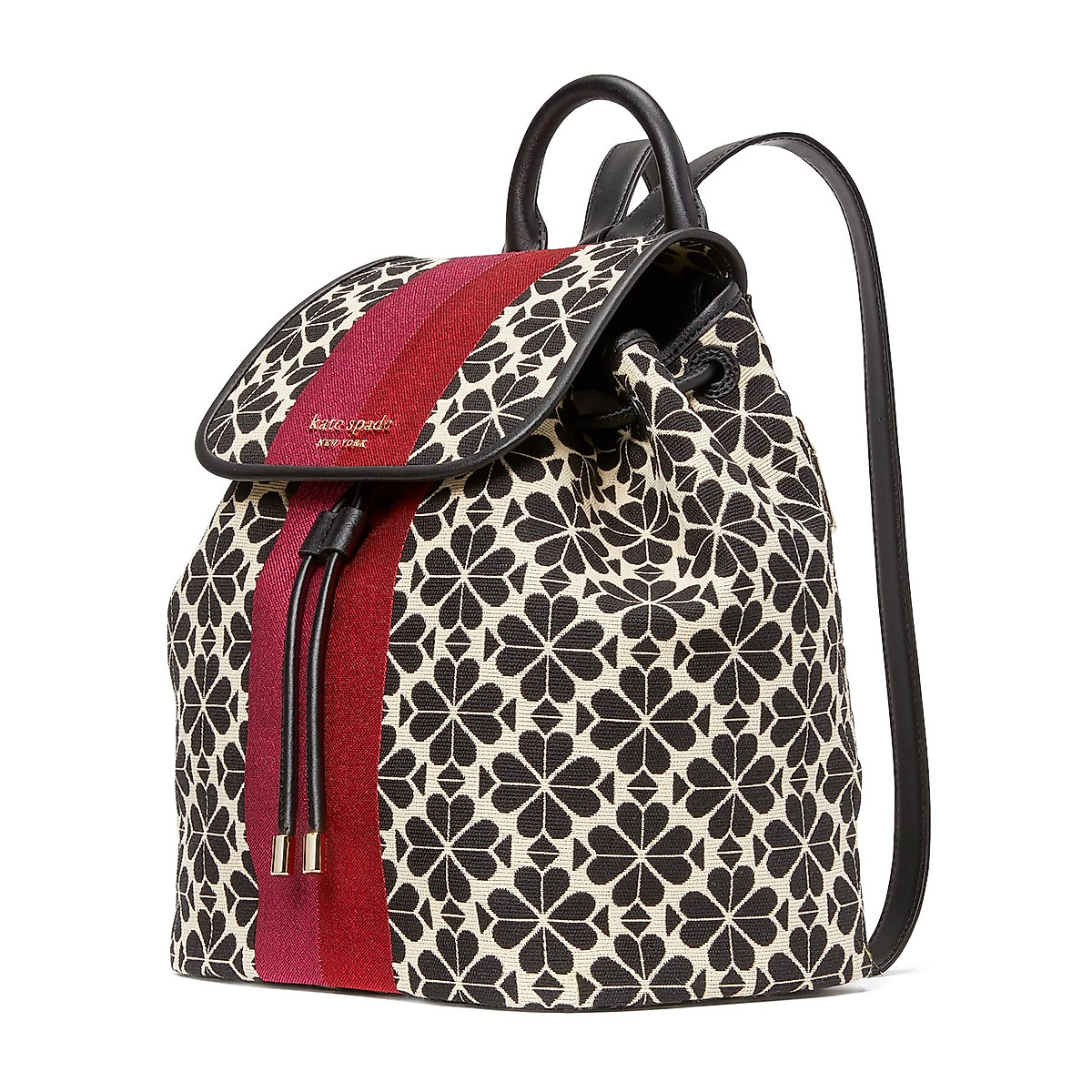 Kate Spade New York Spade Flower Jacquard Stripe Synch Medium Flap Backpack Cream Multi One Size