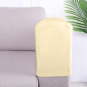 LIOOBO Stretch Sofa Armrest Covers Arm Covers for Chairs and Sofas Anti- Slip Couch Armrest Covers with Sticker Furniture Armrest Protector for Sofa Couch Chair Recliner, Set of 2, Beige