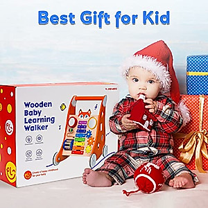 Wooden Baby Push Walker Baby Walker Kids Activity Center Push Toys for Babies Learning to Walk Toddler Push & Pull Toys Learning Walker Stroller Walker with Wheels for Baby