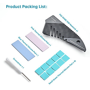 ELUTENG Heatsink SSD PS5 with 4 Thermal Pads PS5 SSD Heatsink Cover NVME PS5 2 in 1 Heatsink for PS5 Aluminum M.2 2280 SSD Cooling Mounting Post Kit Heat Sink for PS5 Computer Gaming PC Use(Black